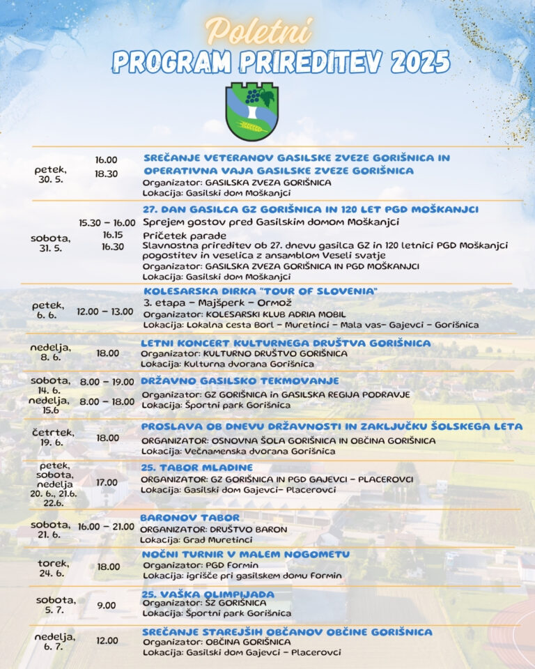 POLETNI PROGRAM PRIREDITEV 2025 - Občina Gorišnica